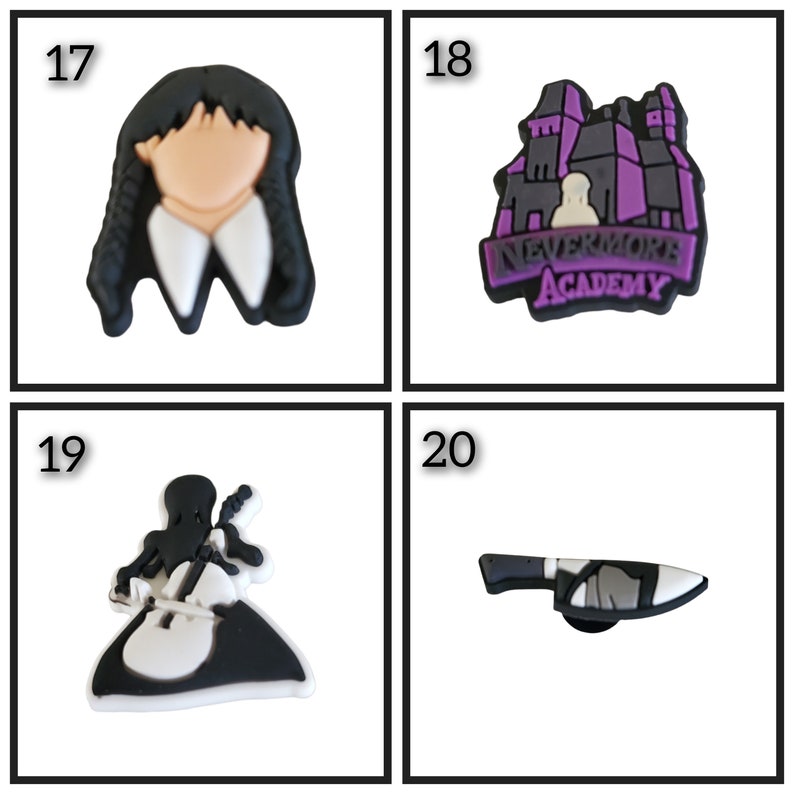 Wednesday Croc Charms Gothic Shoe Charms Addams Family - Etsy