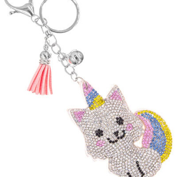 Rhinestone Cat Keychain - Etsy