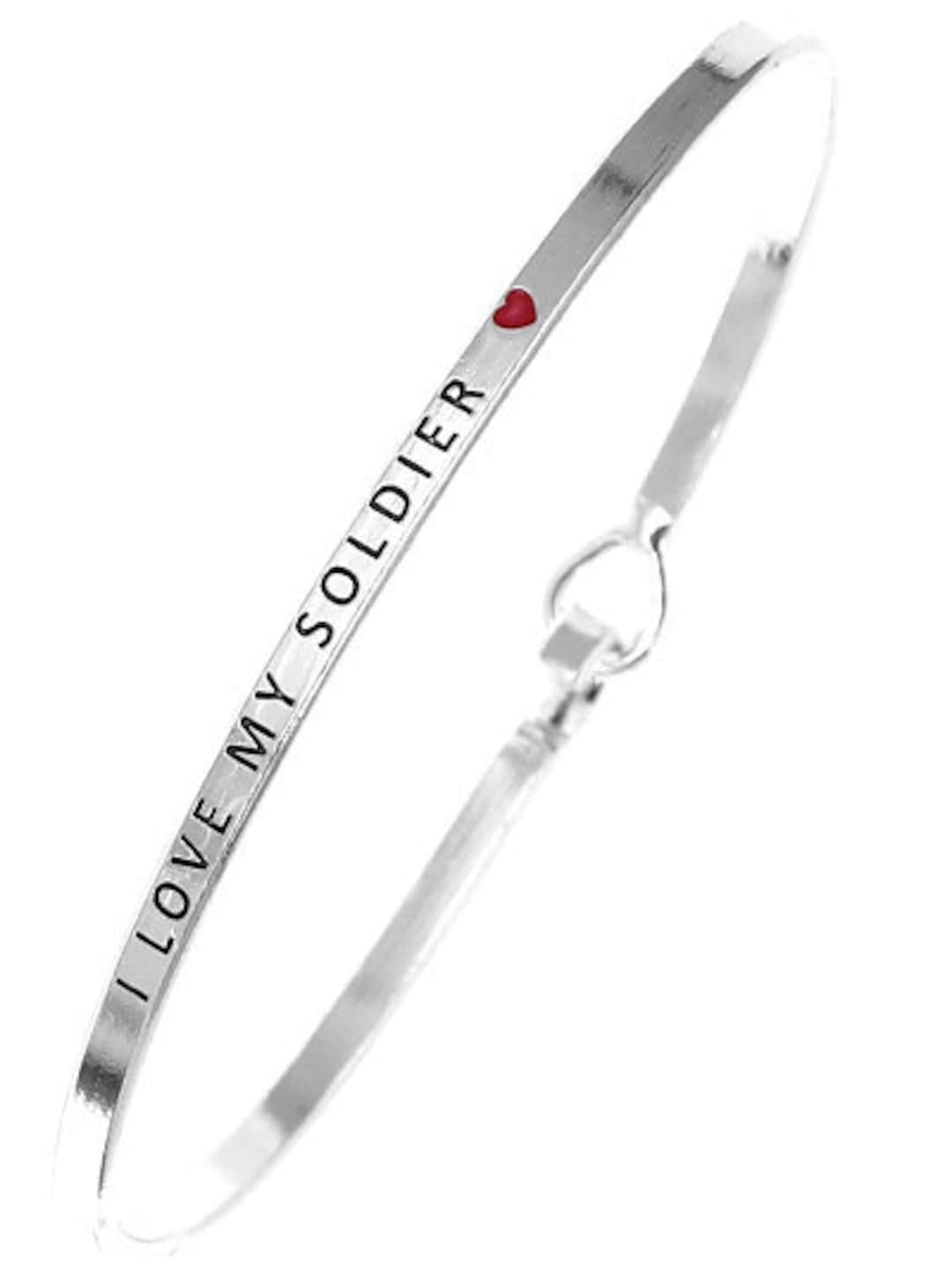 I Love My Soldier Bracelet, Military Bangle, Custom Handwritten Message ...