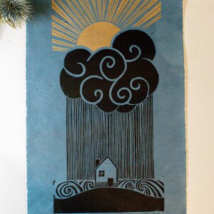 Every Cloud Lino Print Handmade Wall Art Home Decor Nautical - Etsy