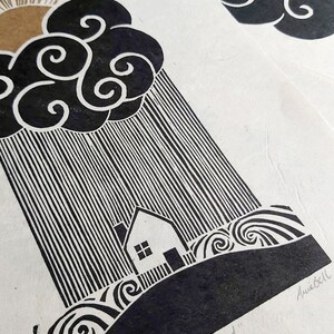 Every Cloud Lino Print Handmade Wall Art Home Decor Nautical - Etsy