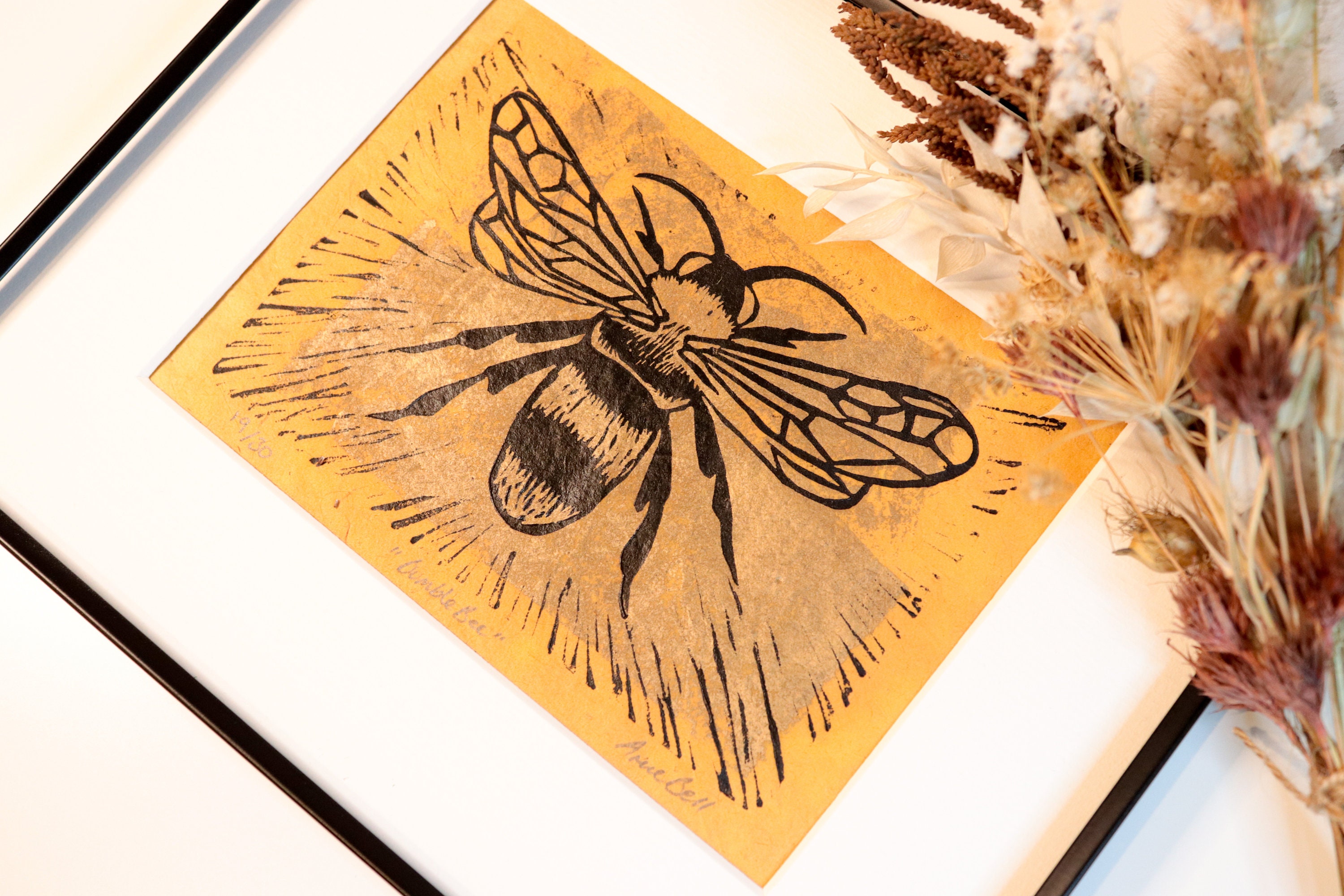 Bumble Bee Original Handmade Lino Print Wall Decor - Etsy