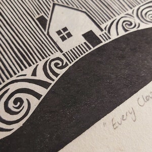 Every Cloud Lino Print Handmade Wall Art Home Decor Nautical - Etsy