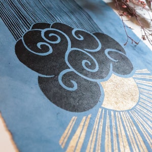 Every Cloud Lino Print Handmade Wall Art Home Decor Nautical - Etsy