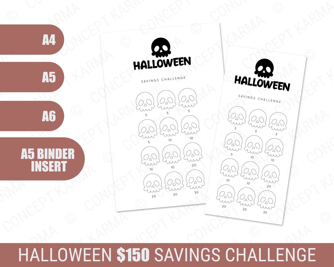 Halloween Savings Challenge A6 and A4 Printable PDF Downloadable Budget ...