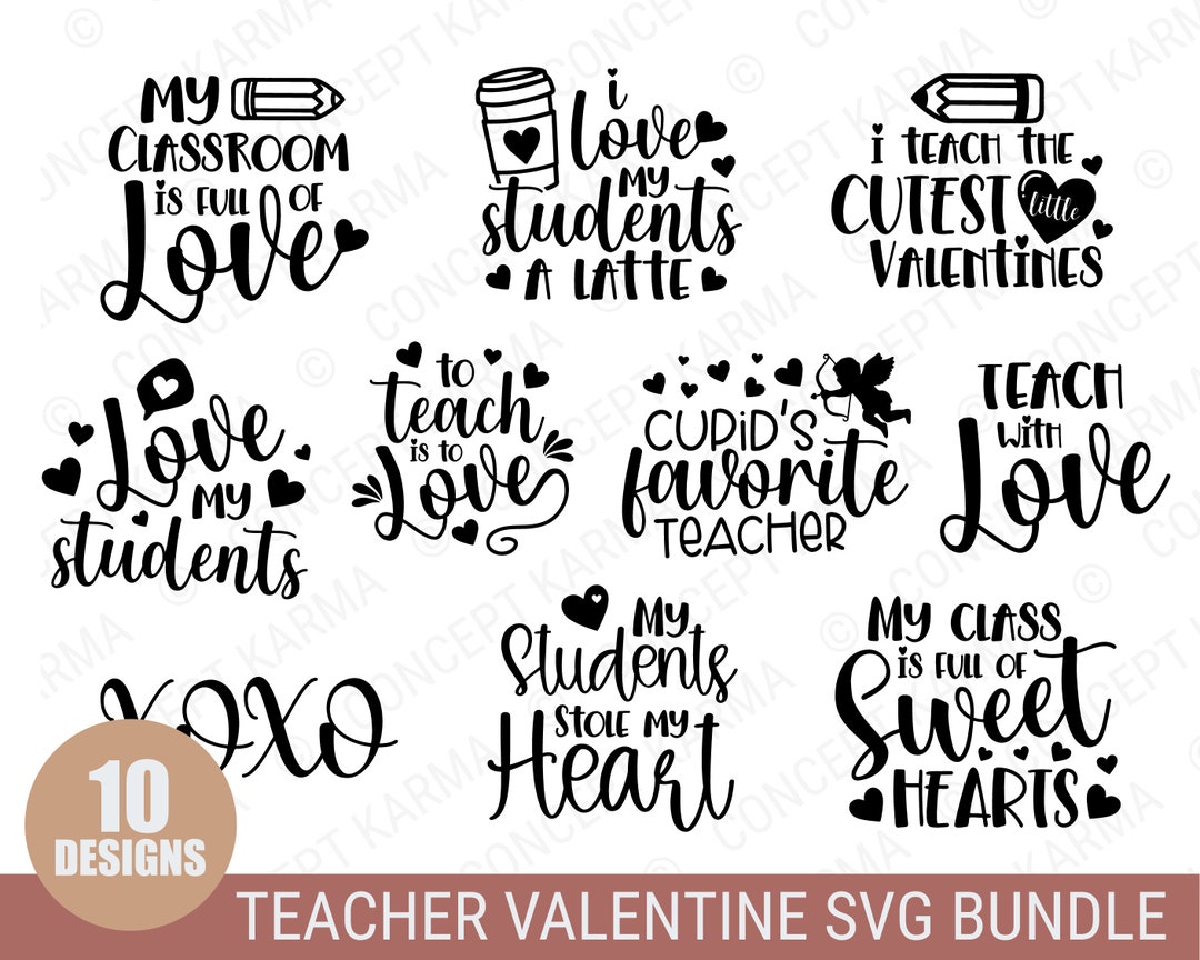 Teacher Valentine Svg Bundle | School Valentine Svg | Teacher Love Svg ...
