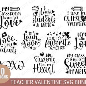 Teacher Valentine Svg Bundle | School Valentine Svg | Teacher Love Svg ...