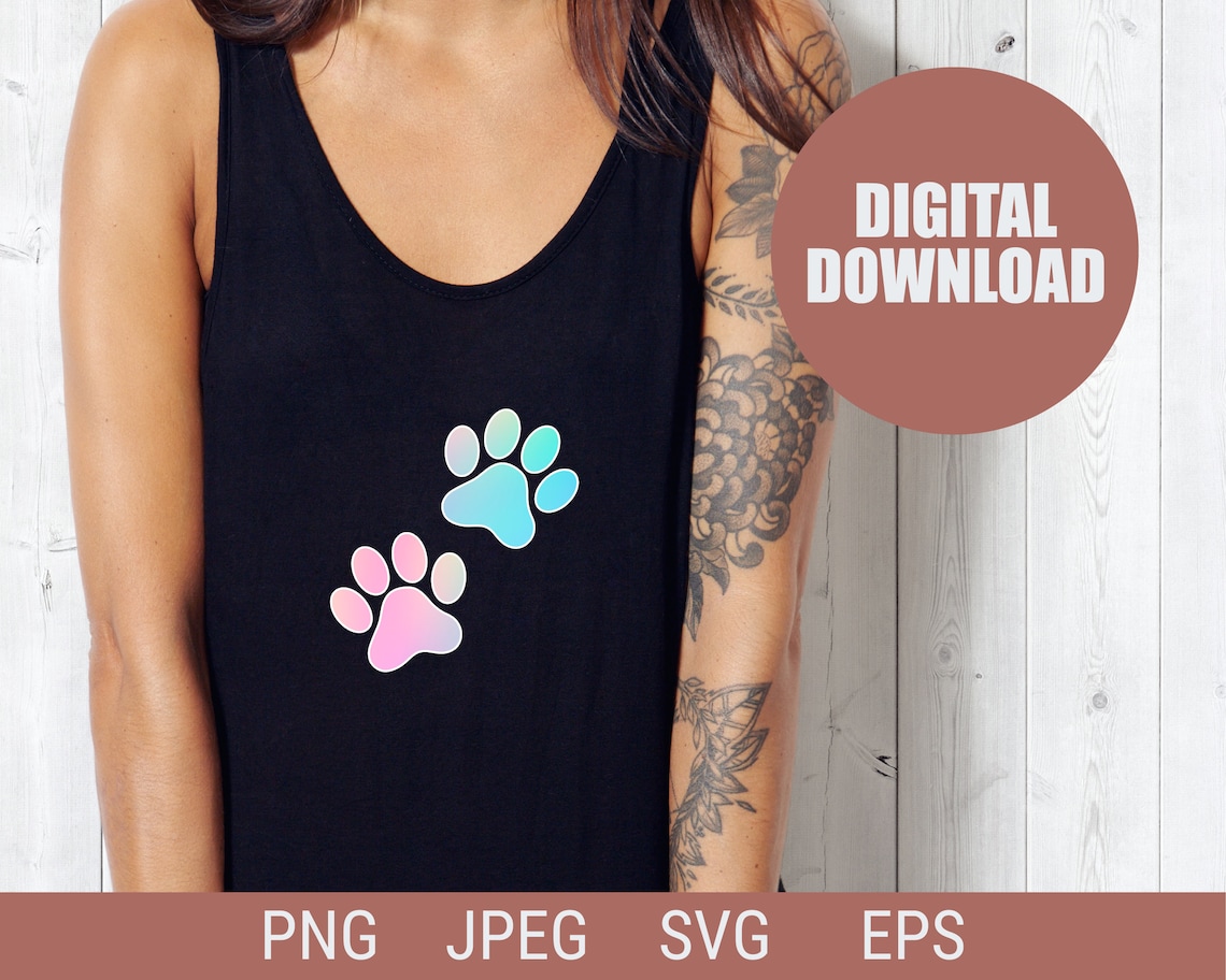 Paw Print Svg Dog Svg Hand Drawn SVG, EPS, PNG Instant Digital Download ...