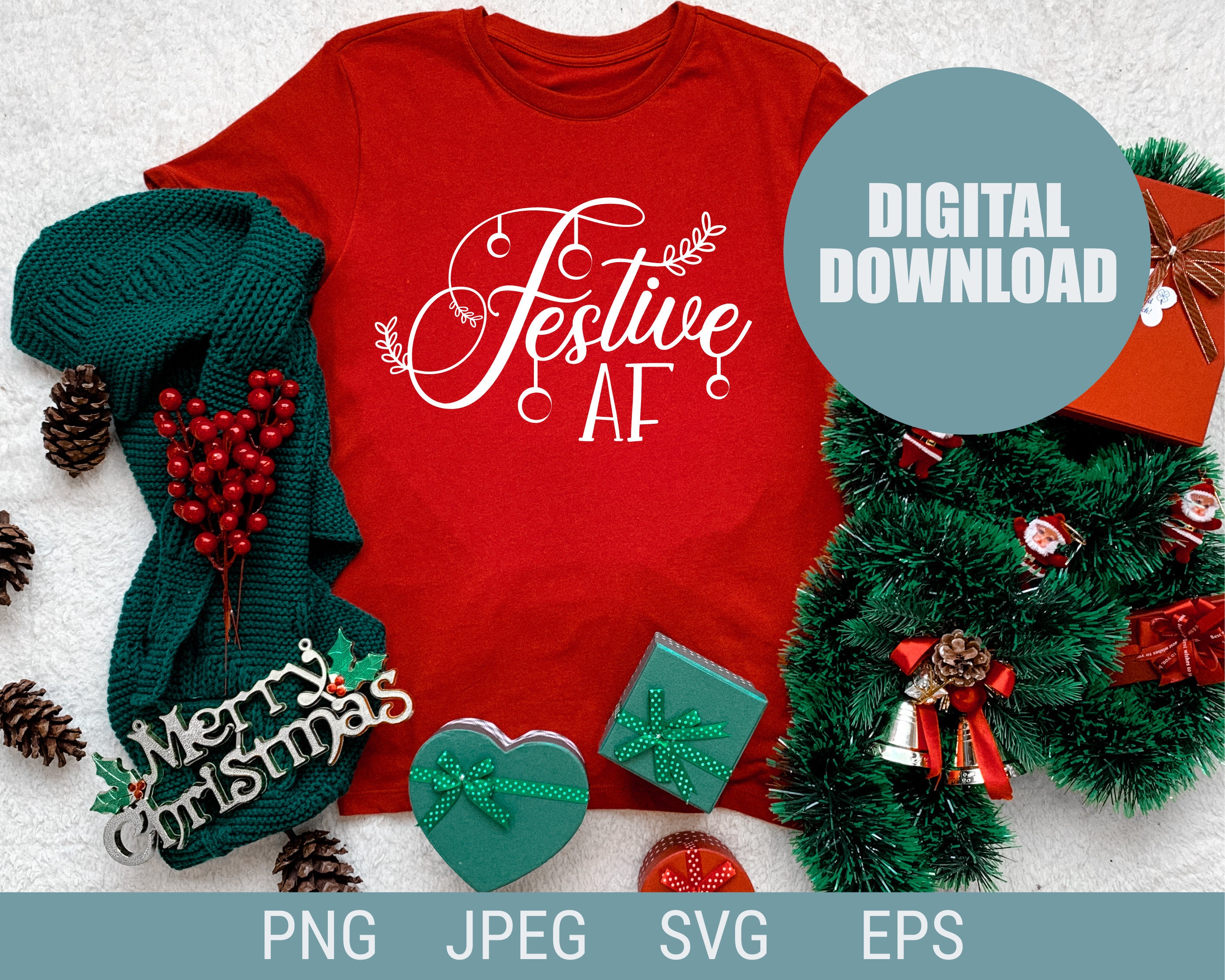 Festive AF Svg Festive Svg Funny Christmas Svg Sarcastic - Etsy