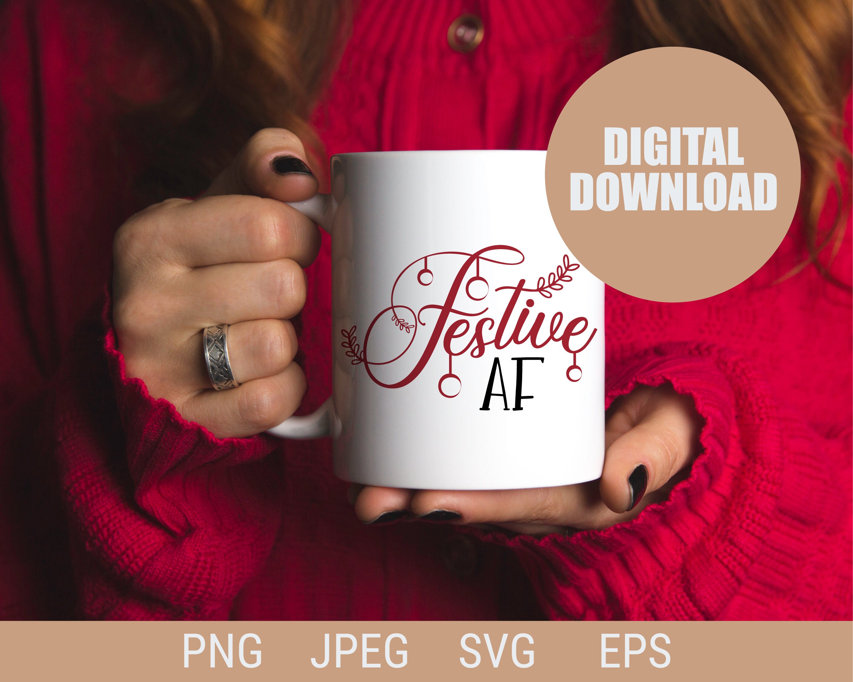 Festive AF Svg Festive Svg Funny Christmas Svg Sarcastic - Etsy