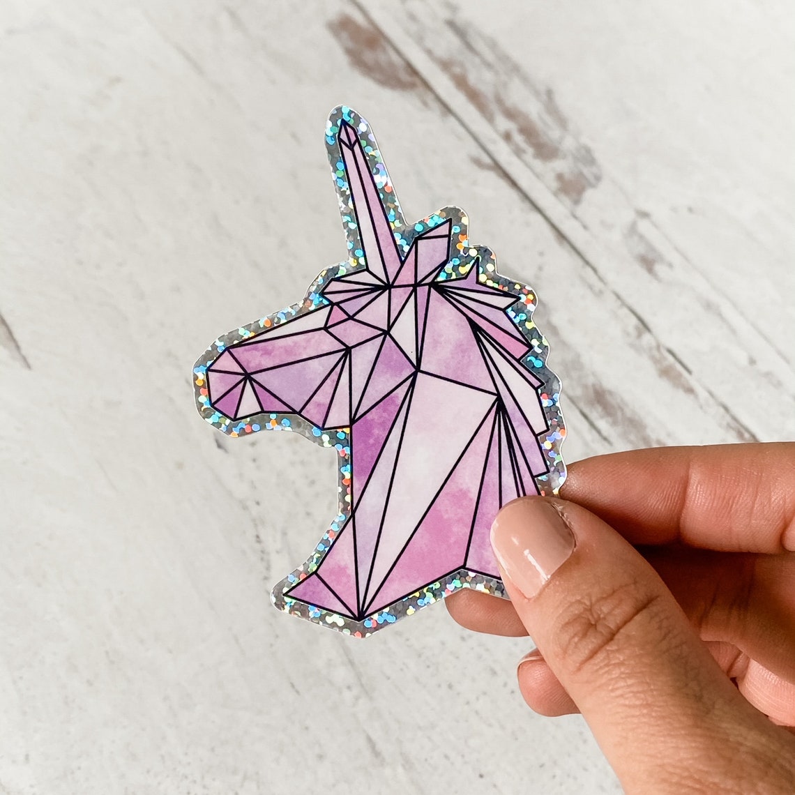 Geometrischer Glitzer Einhorn Sticker Einhorn Geschenk | Etsy