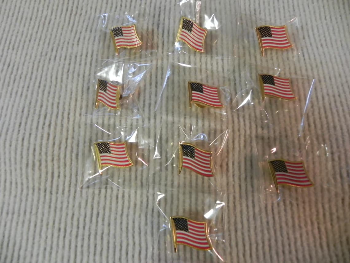 American USA Flag Lapel Pin Pins Lot of 10 GOLD FRINGE - Etsy