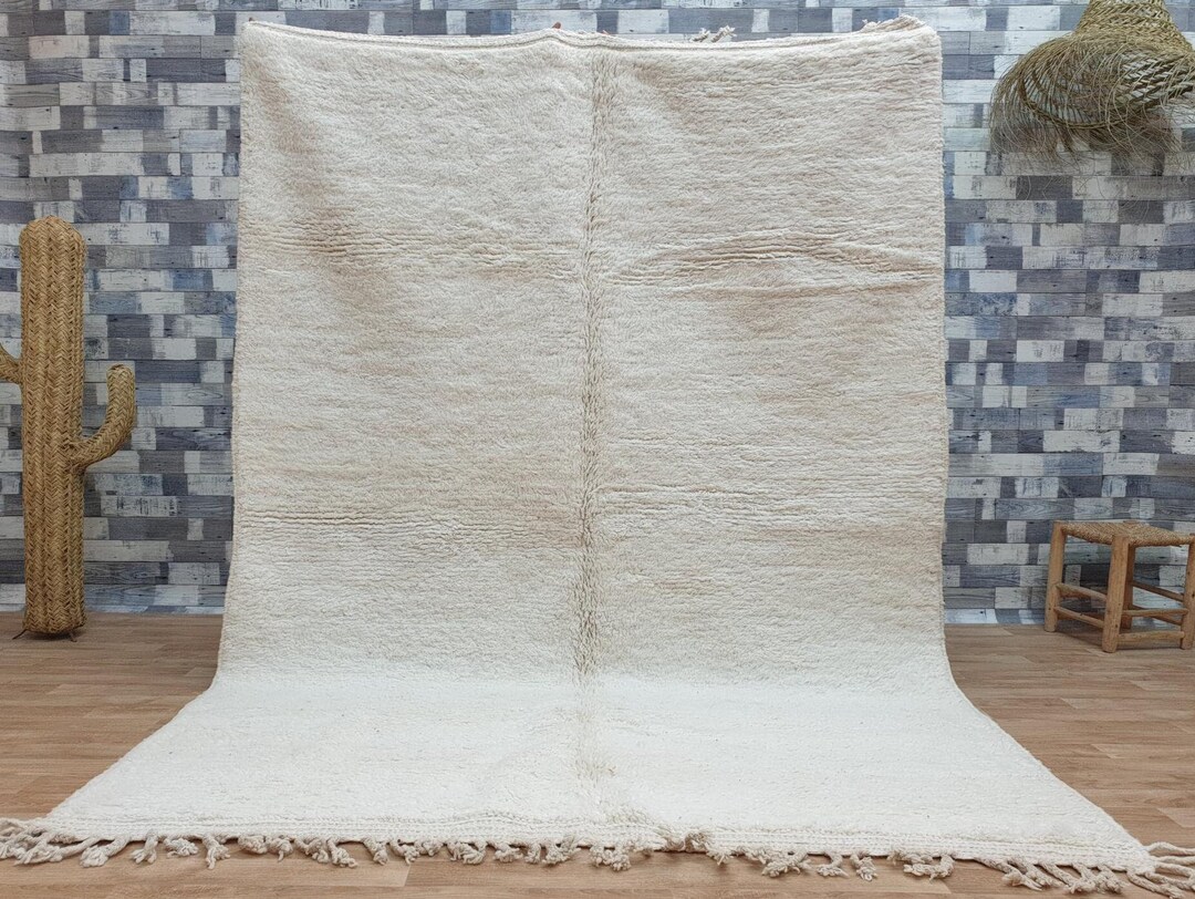 Moroccan Rug White Solid White Rug Plain White Rug Wool Berber Rug ...