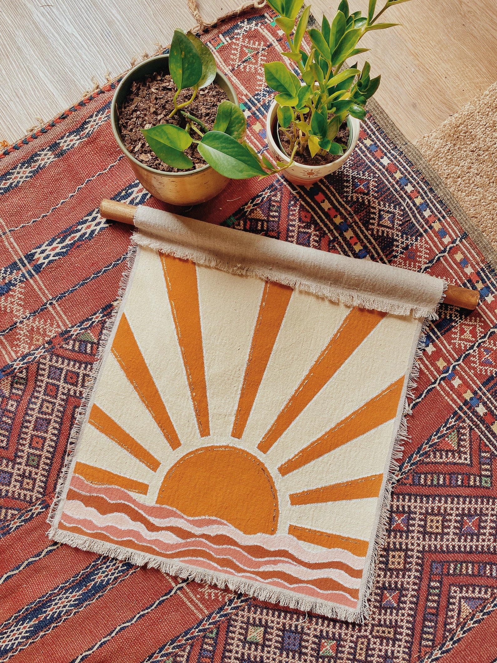 Retro Sun Wall Tapestry Handpainted Hippie Art Boho Decor - Etsy