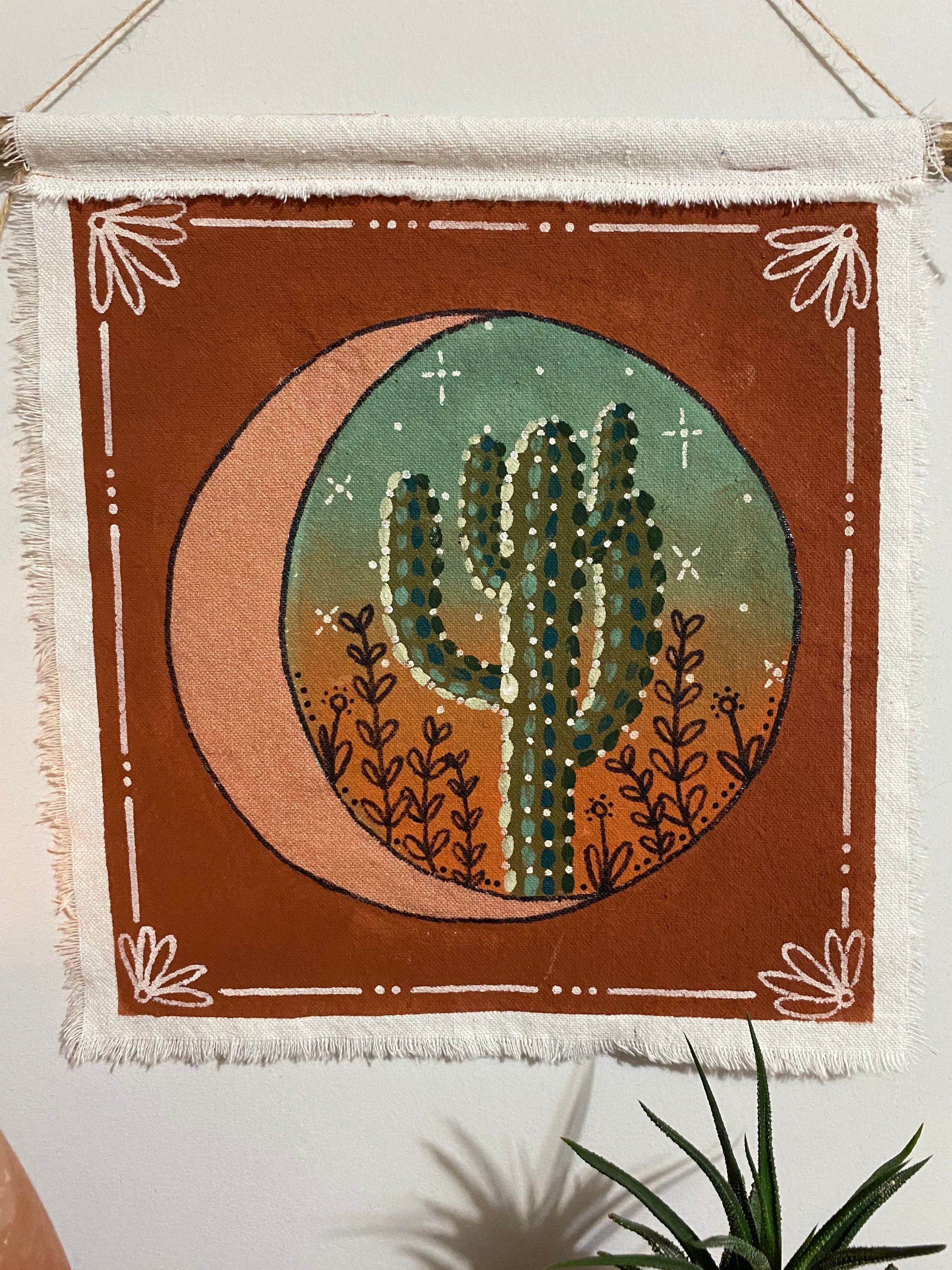 Saguaro Rust Moon / Cactus Southwest Desert Sun Mountain | Etsy