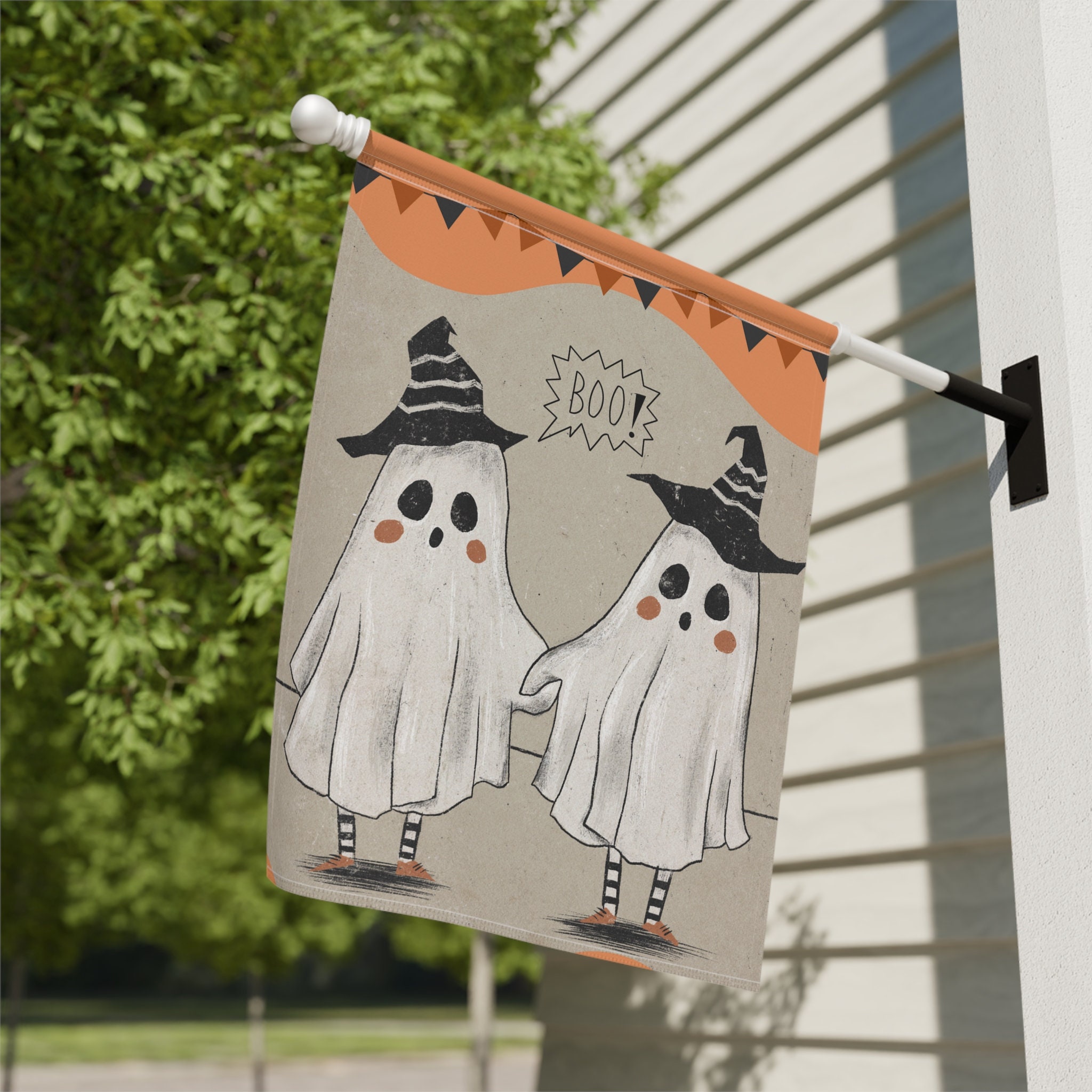 Boo Ghosts - Fall House Flags, trick or treat, fall outdoor house flag ...