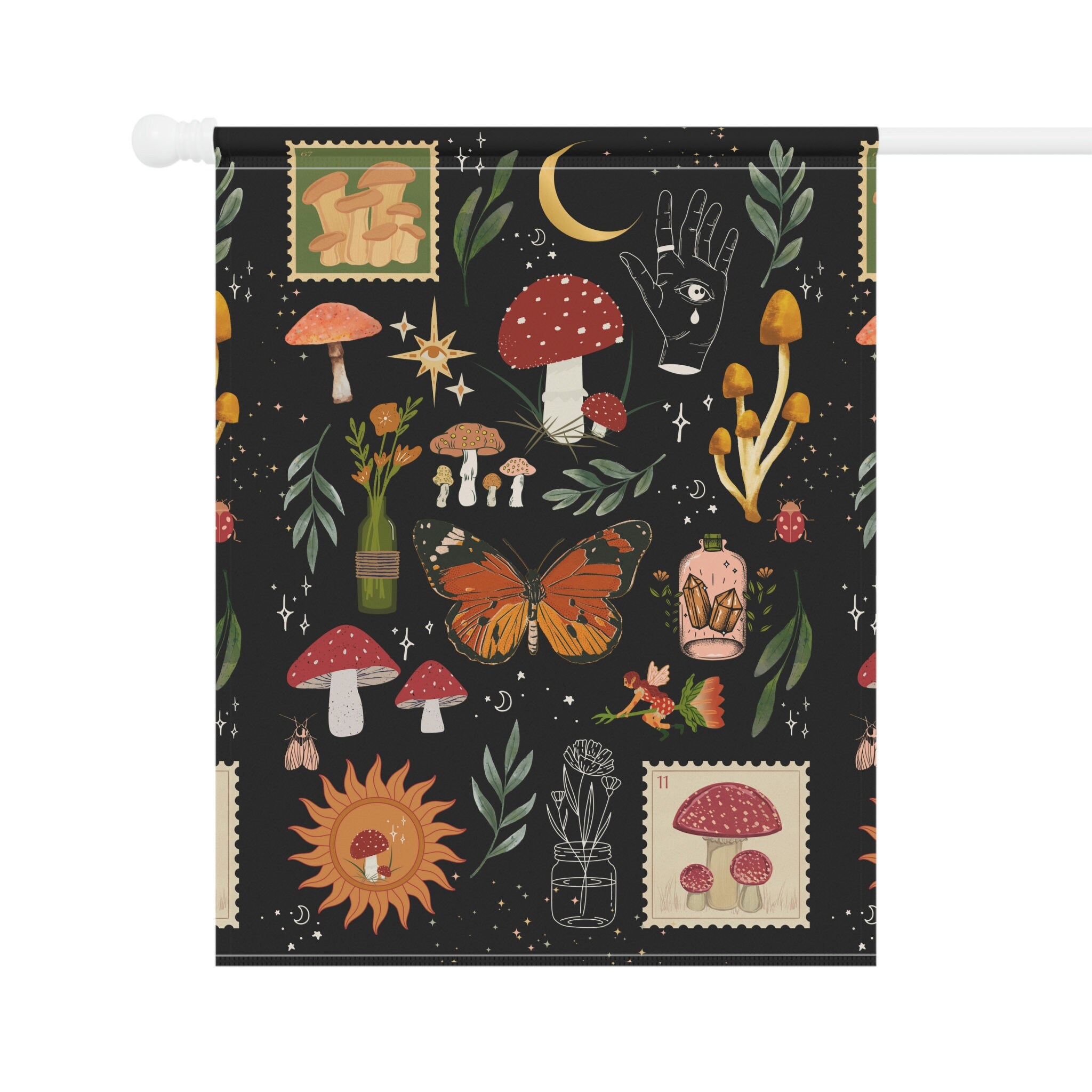 Mushroom House Flags, sun and moon House Flags sold by Abraham García ...