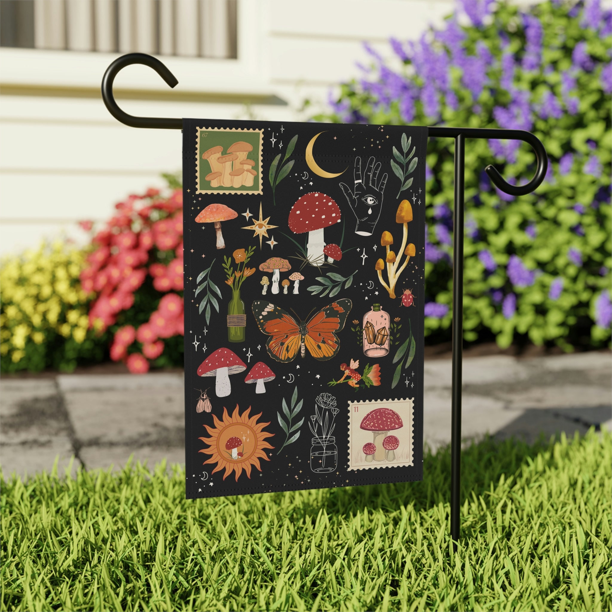 Mushroom House Flags, sun and moon House Flags sold by Abraham García ...