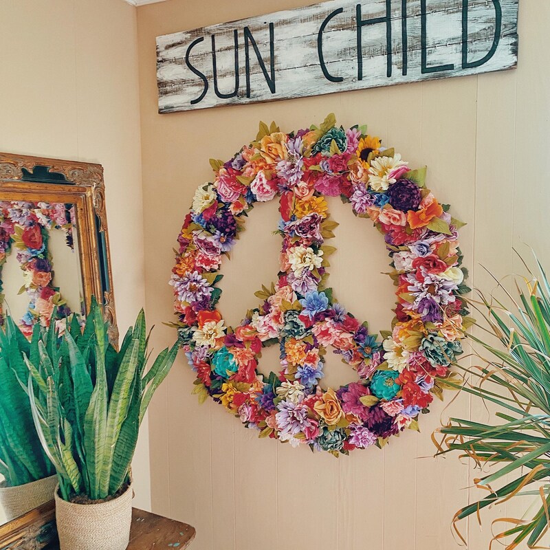 Floral Peace Sign - Etsy