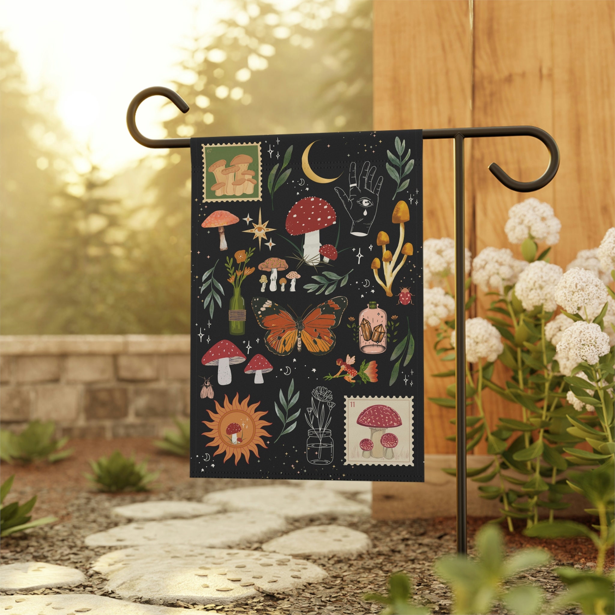 Mushroom House Flags, sun and moon House Flags sold by Abraham García ...