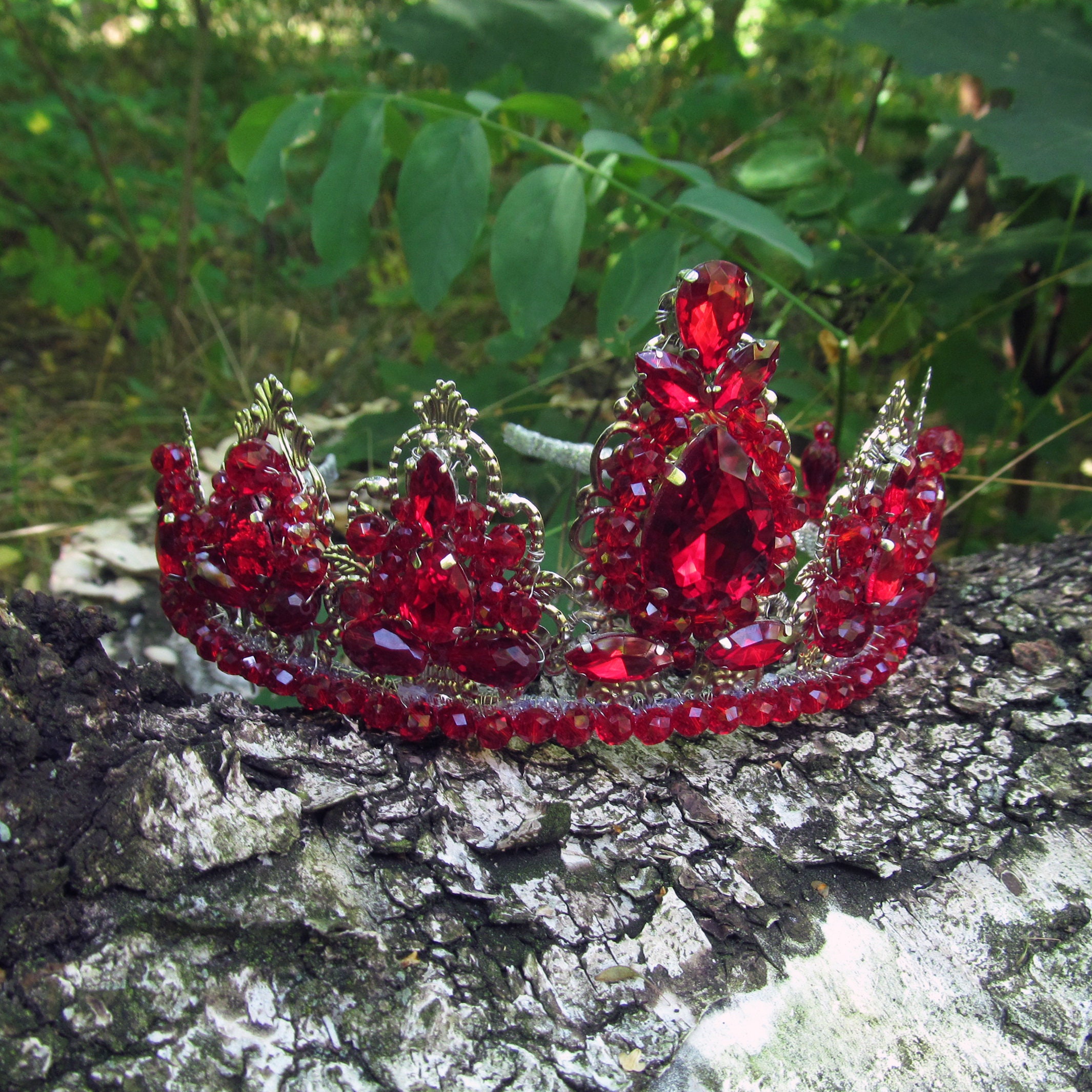 Red Crown Red Tiara Red Diadem Crystal Crown Wedding Crown - Etsy