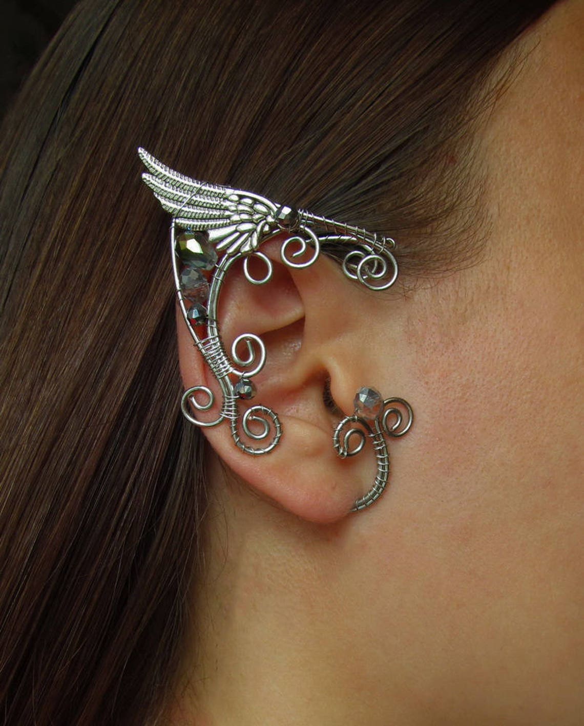 Wings Ear cuffs Elf Ear Cuff Silver Ear Cuff Elven ears Elf | Etsy