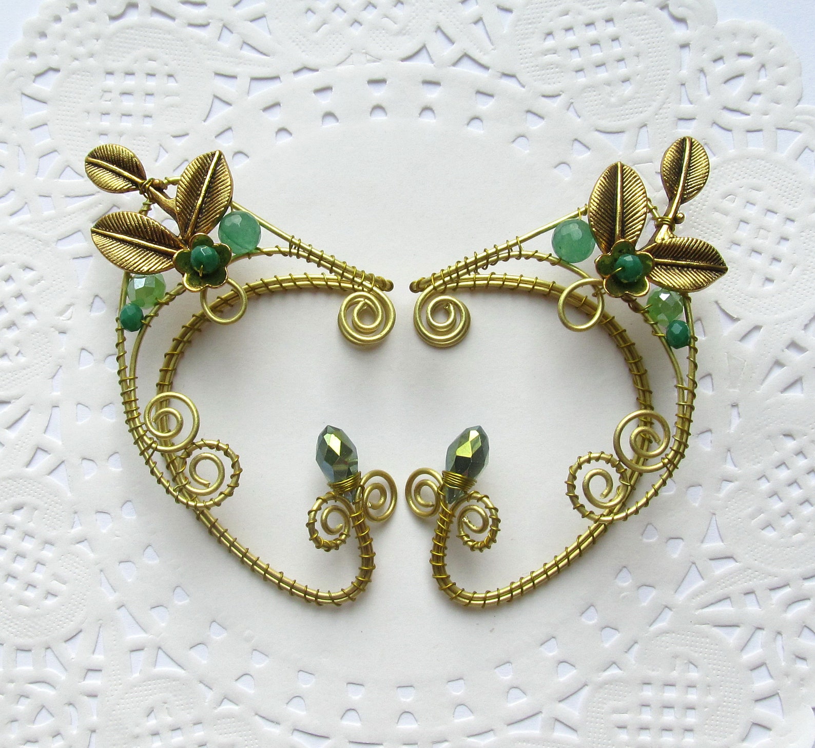 Elf Ear Cuff Green Ear Cuffs Silver Ear Cuff Gold Ear Cuff - Etsy