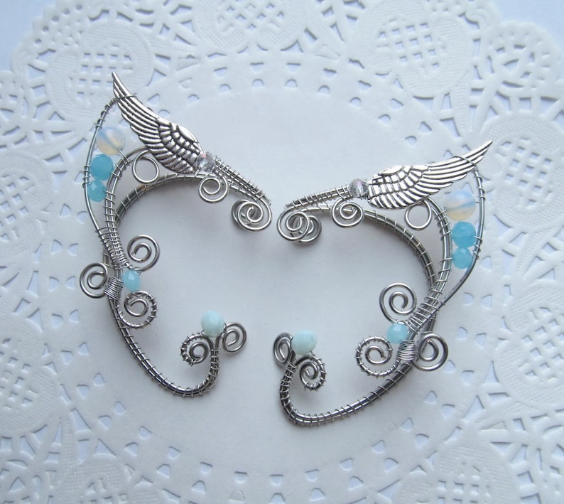 Wings Ear cuffs Elf Ear Cuff Silver Ear Cuff Elven ears Elf | Etsy