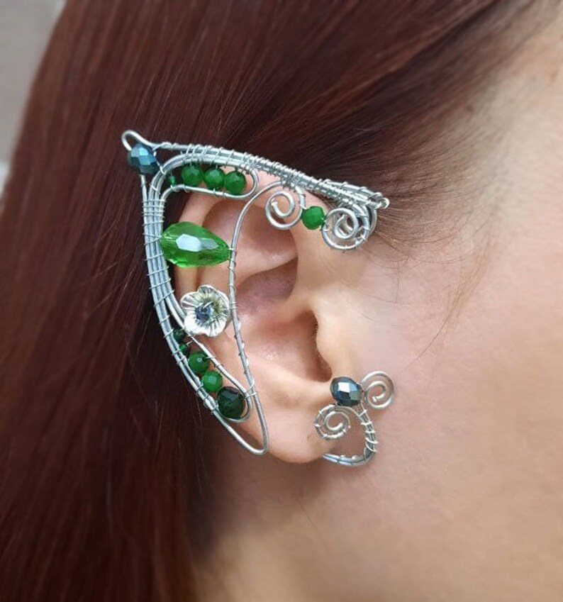 Elf Ears Green Ear Cuff Elf Ear Cuff Silver Ear Cuff Blue Ear - Etsy