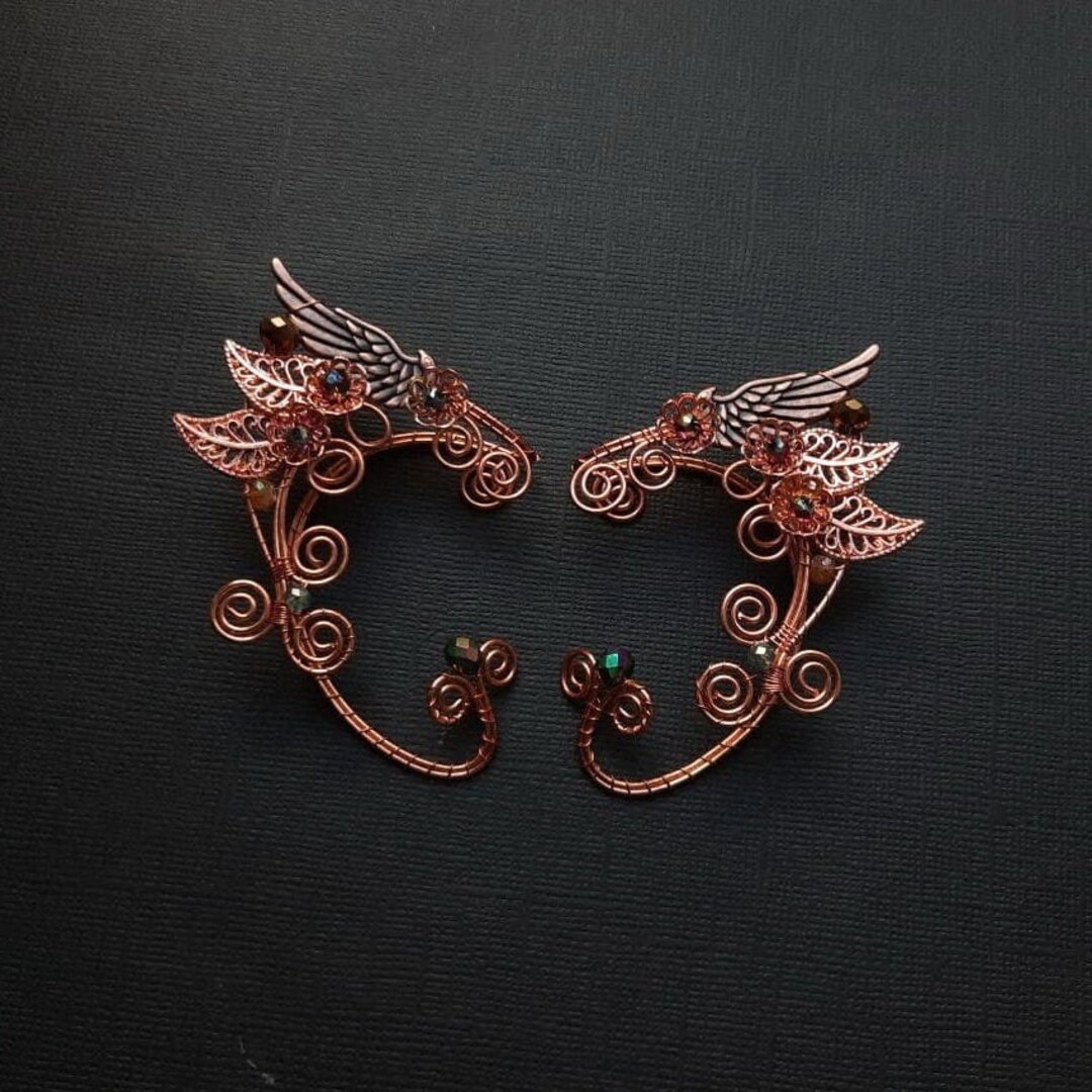 Wings Ear Cuffs Elf Ears Cuff Rose Gold Fairy Ears Elven Ears Elf ...