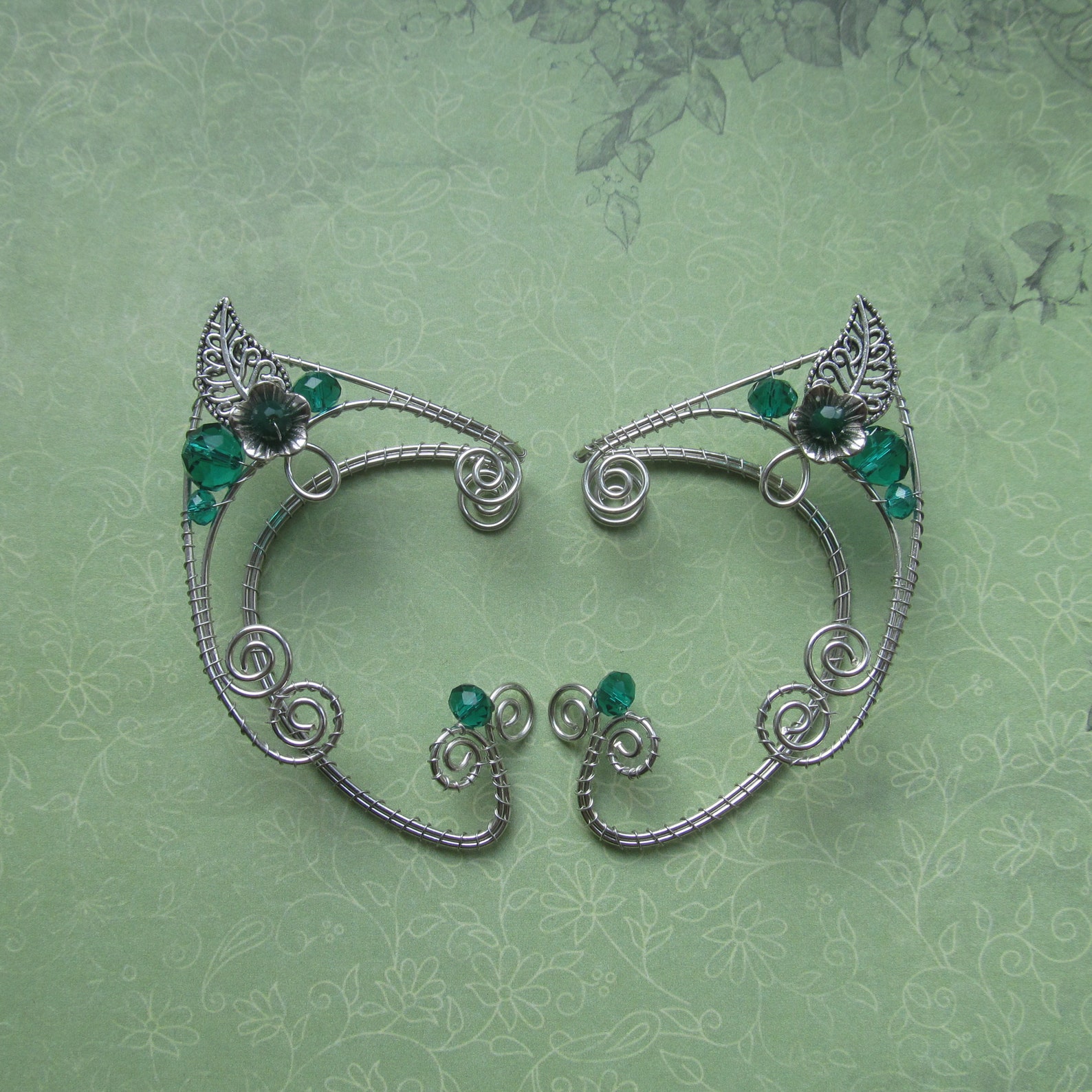 Elf Ear Cuff Wedding Ear Cuffs Green Ear Cuff Silver Ear Cuff - Etsy