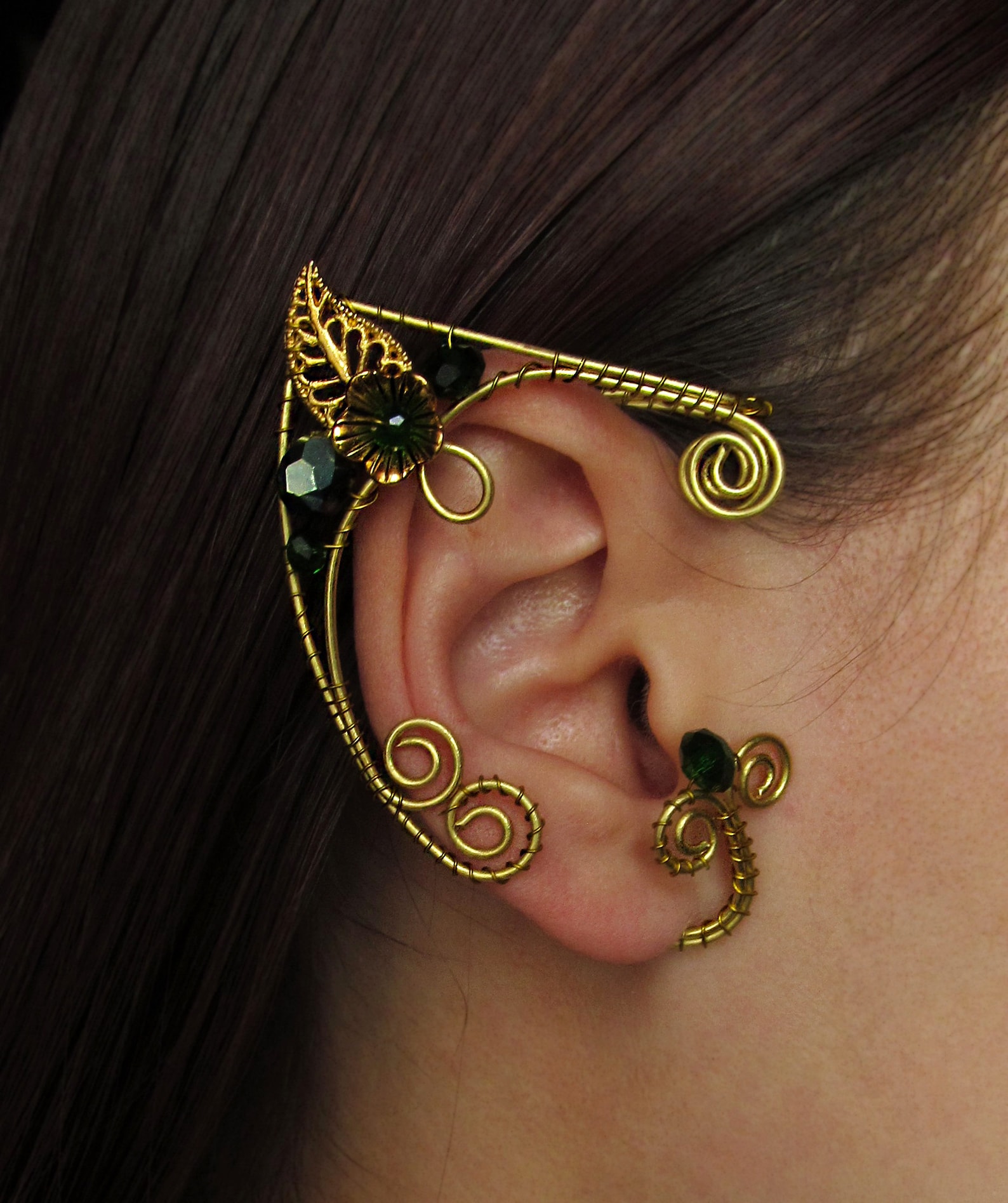 Elf Ear Cuff Green Ear cuffs Gold Ear Cuff Red ear cuff Elven | Etsy