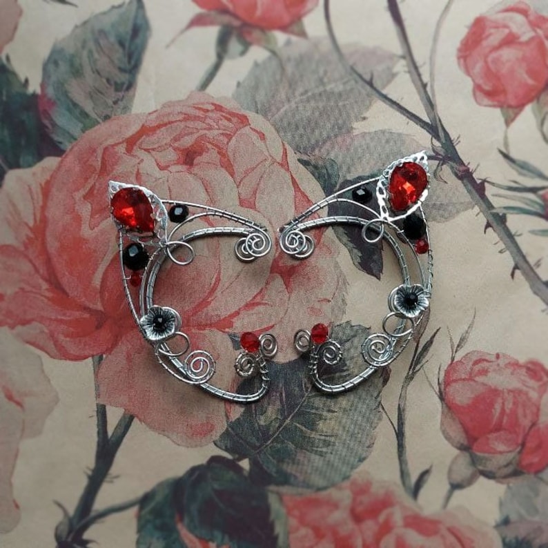 Elf Ears Green Ear Cuff Elf Ear Cuff Silver Ear Cuff Elf - Etsy