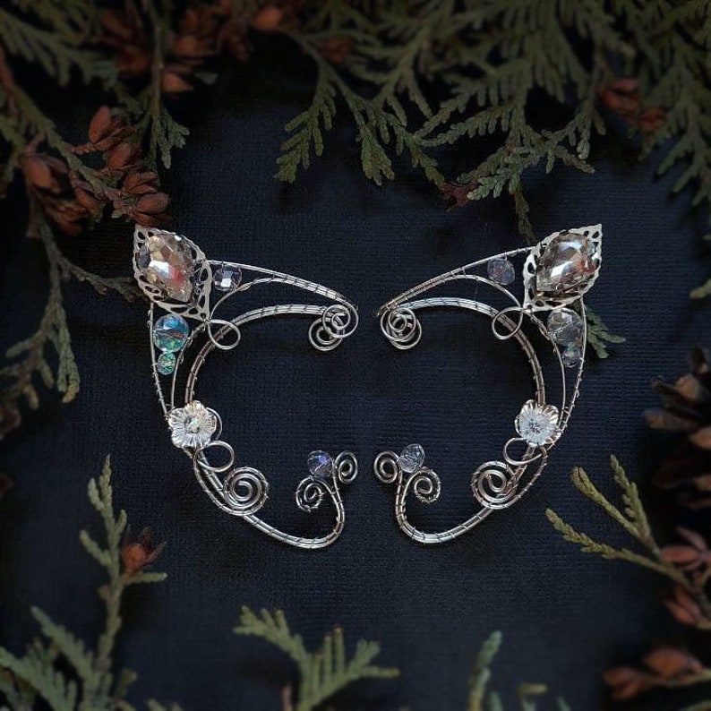 Elf Ears Green Ear Cuff Elf Ear Cuff Silver Ear Cuff Elf - Etsy