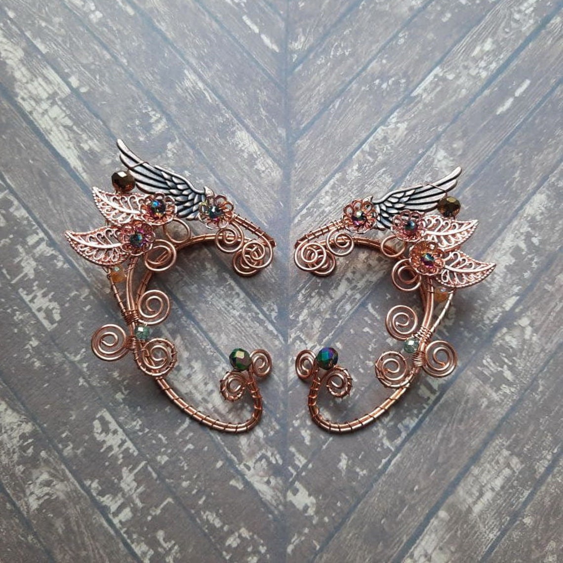 Wings Ear Cuffs Elf Ears Cuff Rose Gold Fairy Ears Elven Ears - Etsy