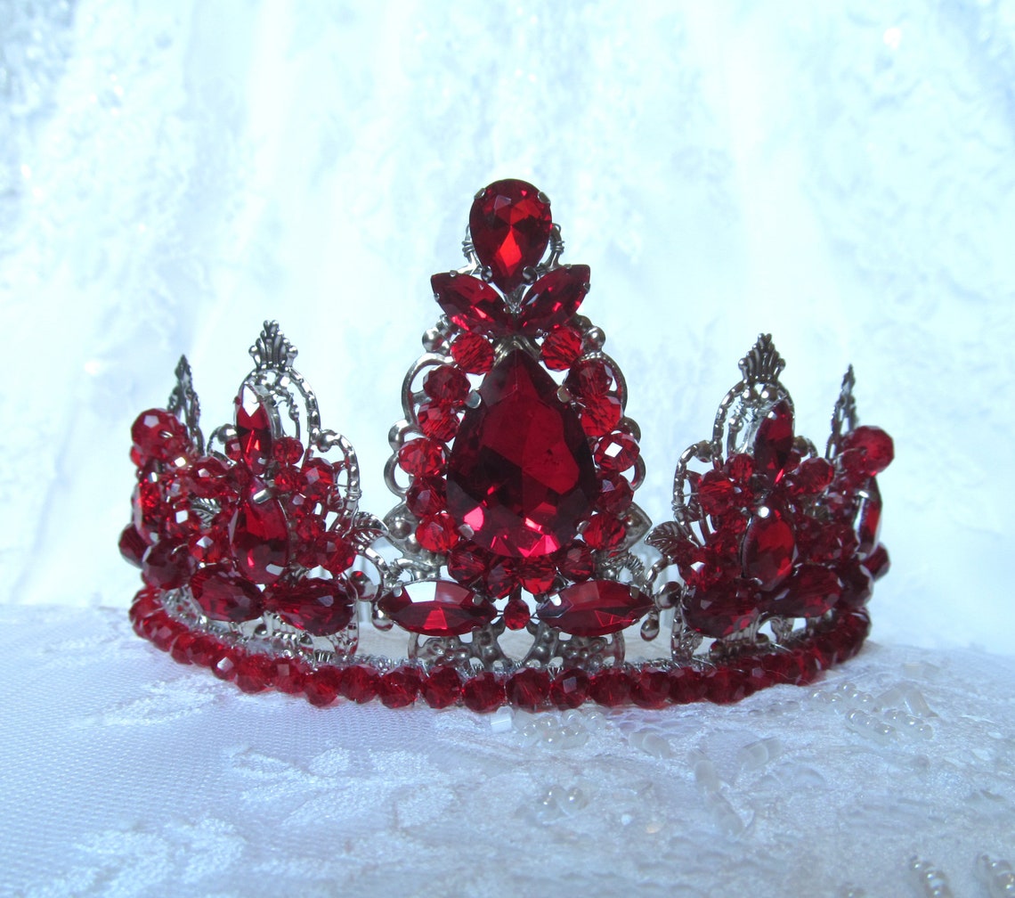 Red Crown Red Tiara Red Diadem Crystal Crown Wedding Crown | Etsy