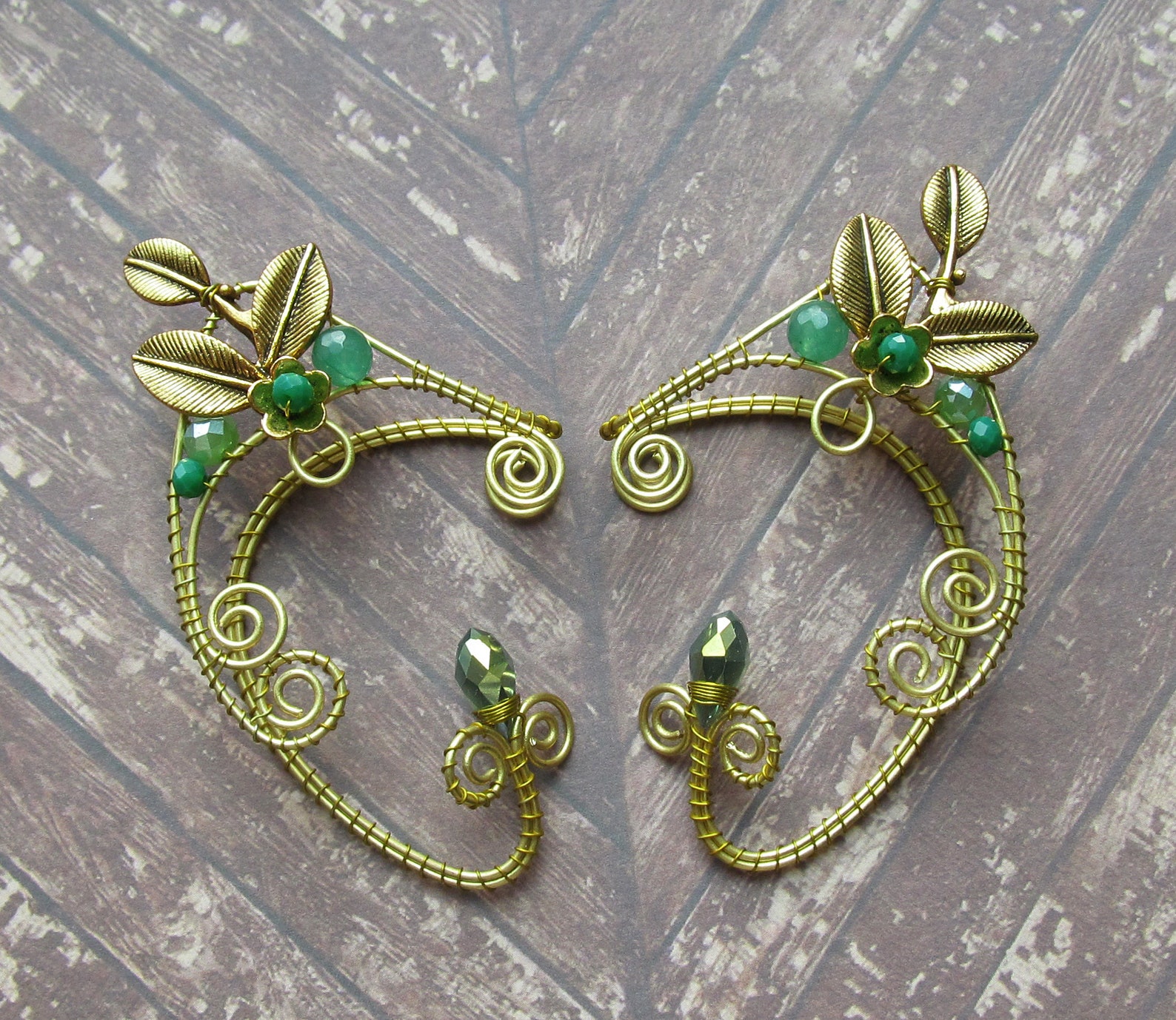 Elf Ear Cuff Green Ear Cuffs Silver Ear Cuff Gold Ear Cuff - Etsy