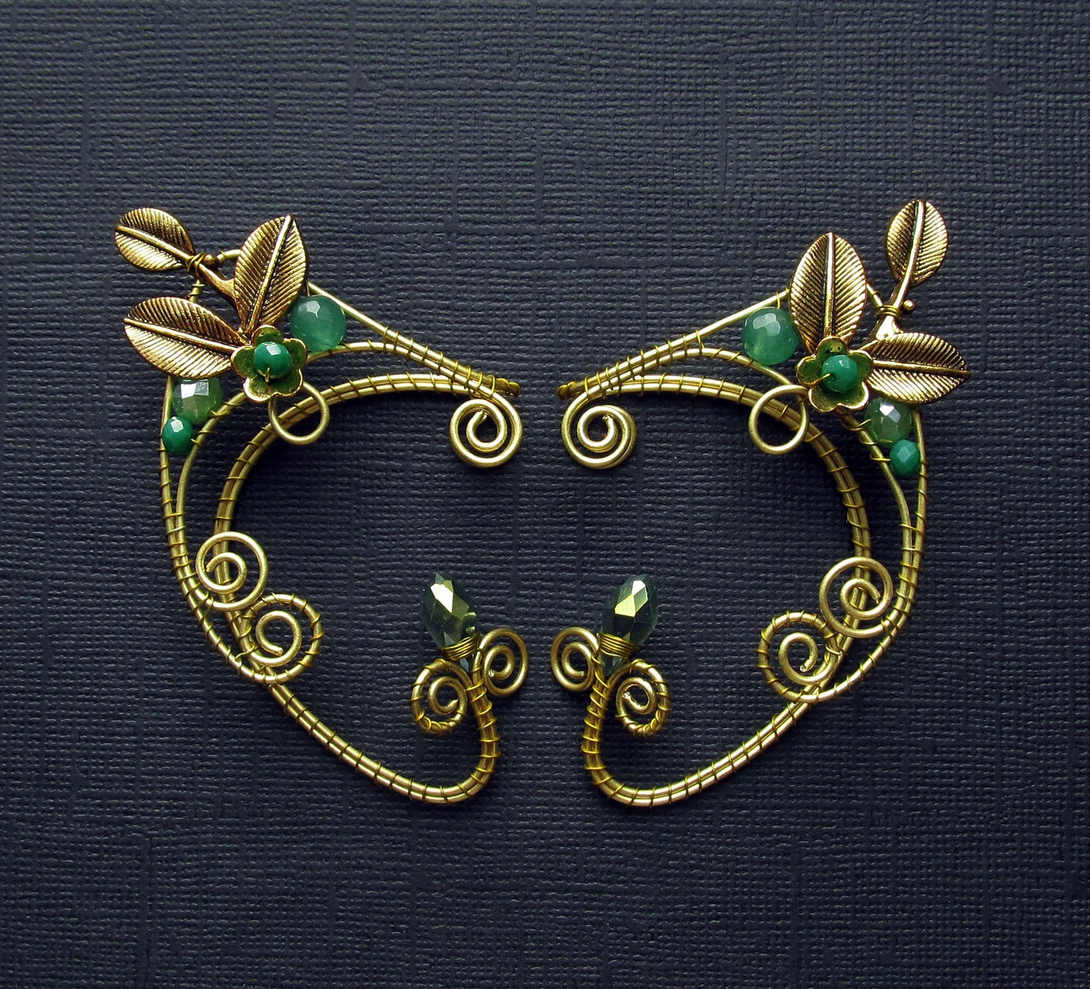 Elf Ear Cuff Green Ear Cuffs Silver Ear Cuff Gold Ear Cuff - Etsy