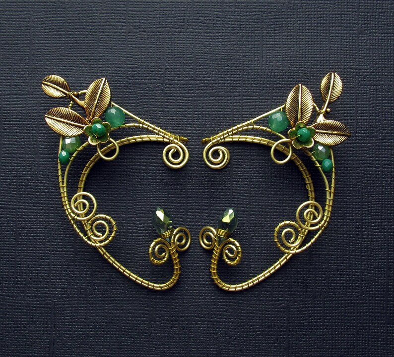 Elf Ear Cuff Green Ear Cuffs Silver Ear Cuff Gold Ear Cuff - Etsy