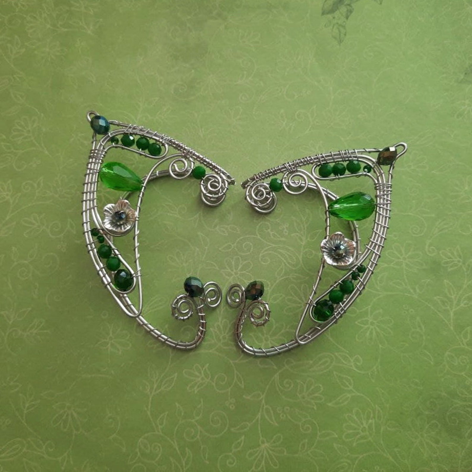 Elf Ears Green Ear Cuff Elf Ear Cuff Silver Ear Cuff Blue Ear - Etsy