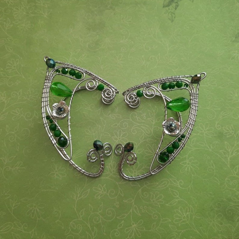 Elf Ears Green Ear Cuff Elf Ear Cuff Silver Ear Cuff Blue Ear - Etsy
