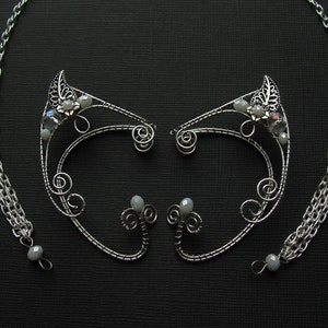 Elf Ear Cuff Chain Ear Cuff Blue Moonstone Ear Cuff Silver Ear Cuff ...