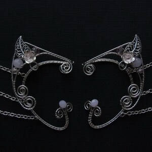 Elf Ear Cuff Chain Ear Cuff Blue Moonstone Ear Cuff Silver Ear Cuff ...