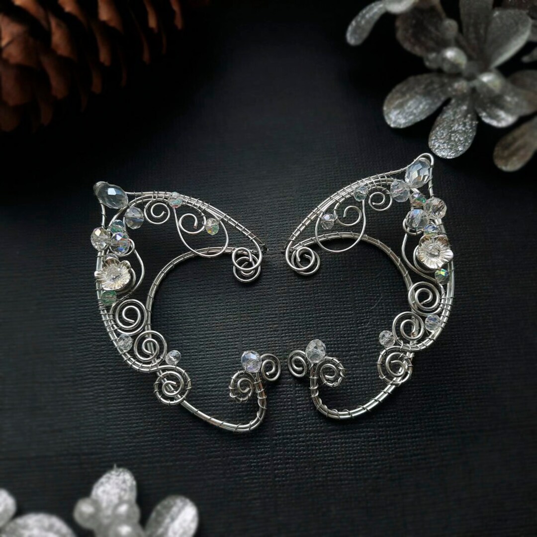 Elf Ears Clear Ear Cuff Elf Ear Cuff Silver Ear Cuff Wedding Ear Cuff ...