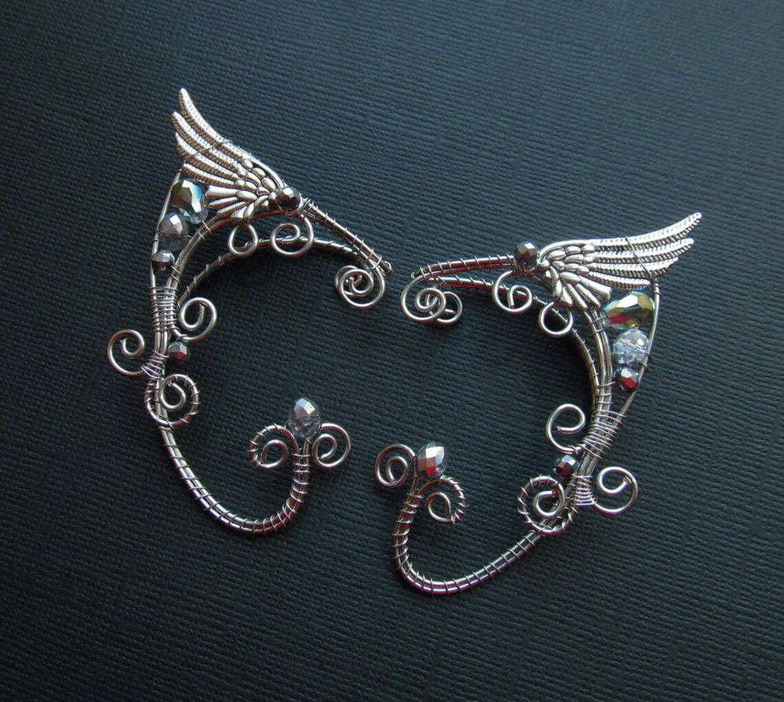 Wings Ear cuffs Elf Ear Cuff Silver Ear Cuff Elven ears Elf | Etsy