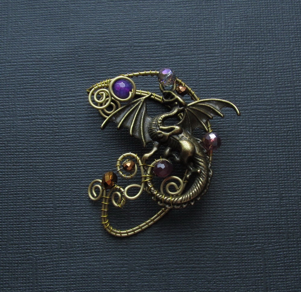 Dragon Ear Cuff Dragon Purple Ear Cuff Wire Jewelry No - Etsy