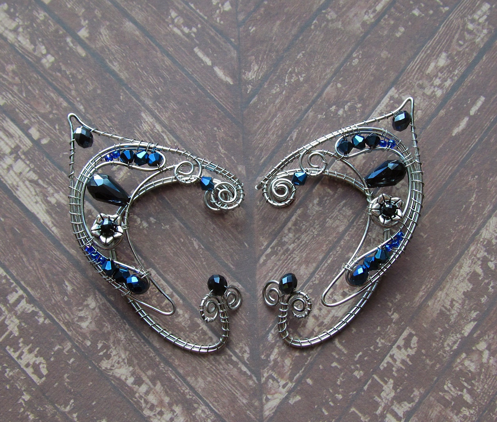 Elf Ears Black Ear Cuff Elf Ear Cuff Silver Ear Cuff Blue Ear - Etsy