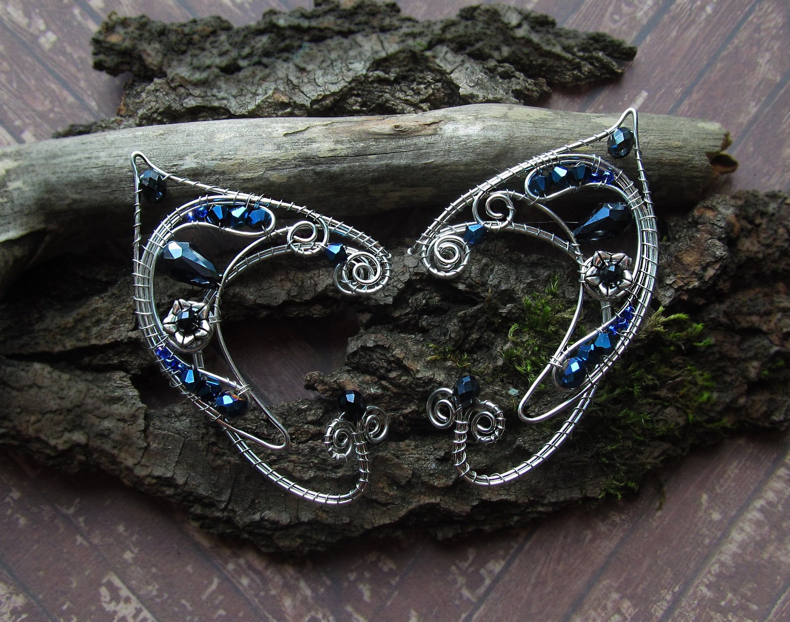 Elf Ears Black Ear Cuff Elf Ear Cuff Silver Ear Cuff Blue Ear - Etsy