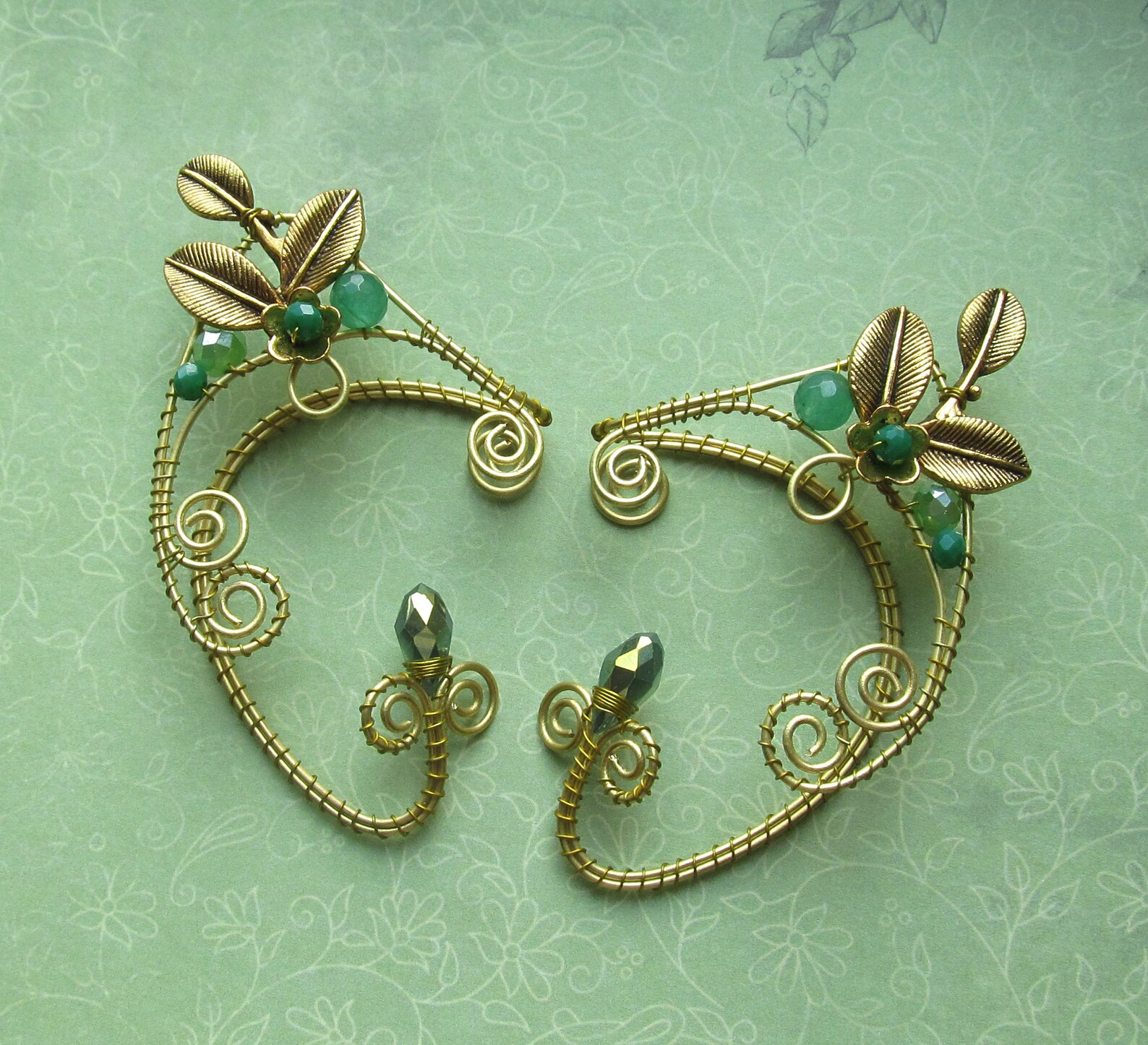 Elf Ear Cuff Green Ear Cuffs Silver Ear Cuff Gold Ear Cuff - Etsy