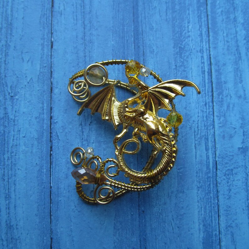 Dragon Ear Cuff Wire Jewelry No Piercing Ear Cuffs Gold Dragon Etsy
